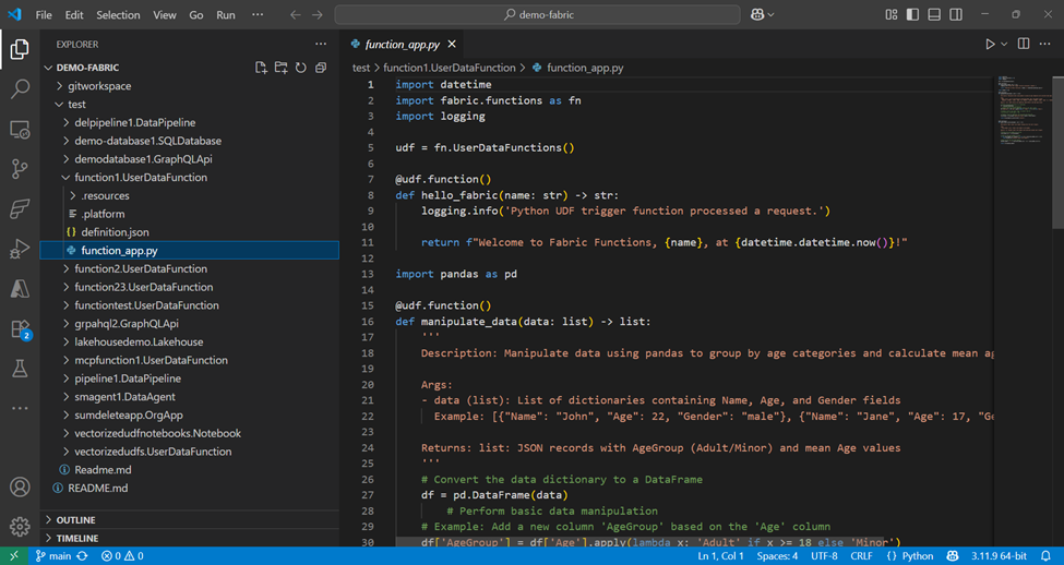 Using Microsoft Fabric Git Integration For User Data Functions