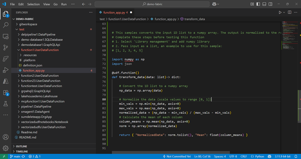 Using Microsoft Fabric Git Integration For User Data Functions
