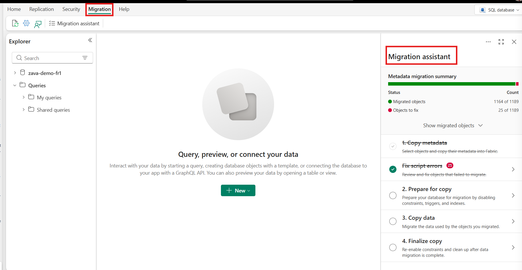 Introducing Migration assistant for SQL database in Fabric (Preview ...