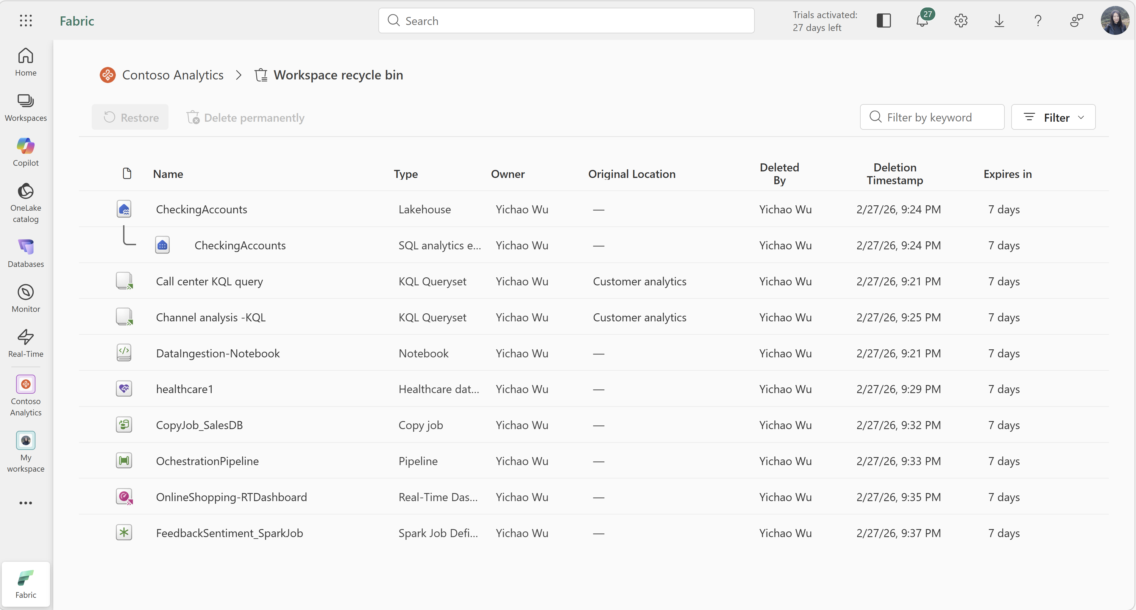 Item Recovery in Microsoft Fabric (Preview) | Microsoft Fabric Blog ...